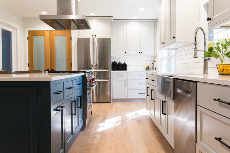 Renovated Navy and White Kitchen - Spectrum Design Group